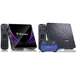 2022 Newest Android TV Box 11.0, Android TV Box 4GB RAM 32GB ROM with RK3318 Quad-Core 64 Bits, Android Box Dual-WiFi 2.4GHz/5GHz BT 4.2 USB 3.0 3D 4K/6K with Wireless Mini Keyboard
