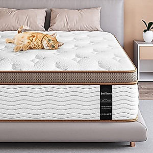 BedStory King Mattress - Made in USA - 14 Inch Hybrid Mattress Medium Feel, Individually Wrapped Coils for Pressure Relief & Motion Isolation, 80”x76”x14”