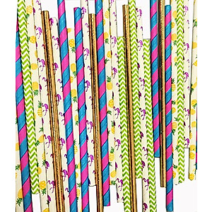 Charmed Hawaiian Luau party paper straw set of 125 straws