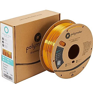 Polymaker Silk PLA Filament 1.75mm, Shiny Gold PLA 3D Printer Filament Silk 1kg - PolyLite 1.75 PLA Filament Silk Gold Filament 1.75mm Shiny PLA 3D Filament