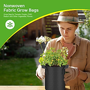 HealSmart 6-Pack 1 Gallon Nonwoven Grow Bags, Aeration Fabric Pots with Handles, Suitable for Garden Fruits, Vegetables and Flowers, Black