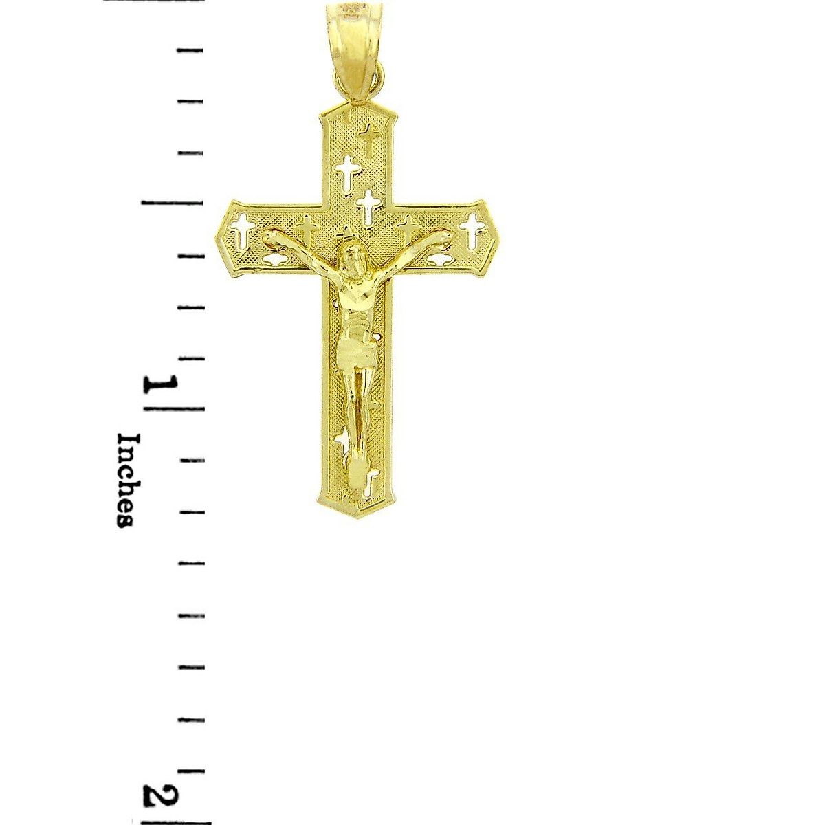 Fine 10k Yellow Gold Cut-Out Cross Charm Passion Crucifix Pendant