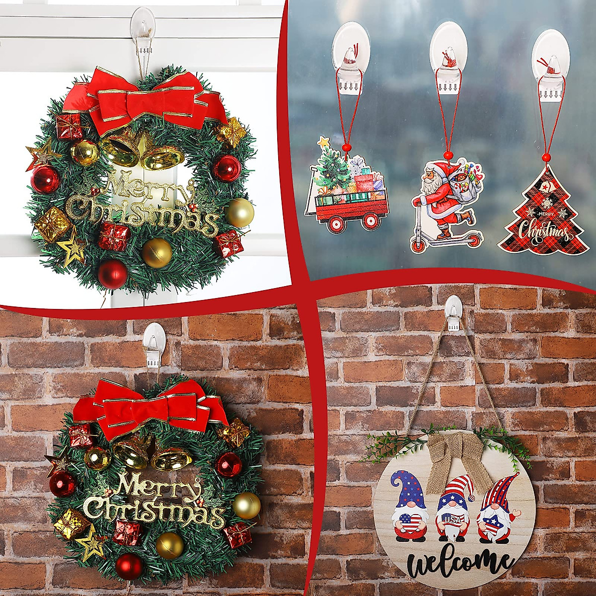 12 Pieces Clear Medium Hooks Medium Designer Hooks Clear Self Adhesive Hooks Indoor Strips 12 Utility Wall Hooks with 15 Pieces Self-Adhesive Tapes, Hooks Heavy Duty for Home Kitchen Bathroom Wall