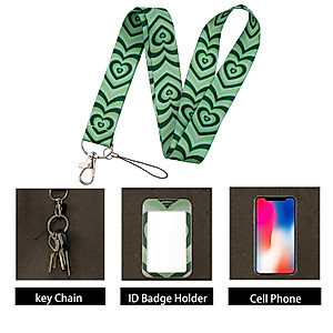 Green Heart Lanyard with Badge Holder, DMLSKY Lanyards for ID Badges Waterproof Nametag Card Holder Vertical