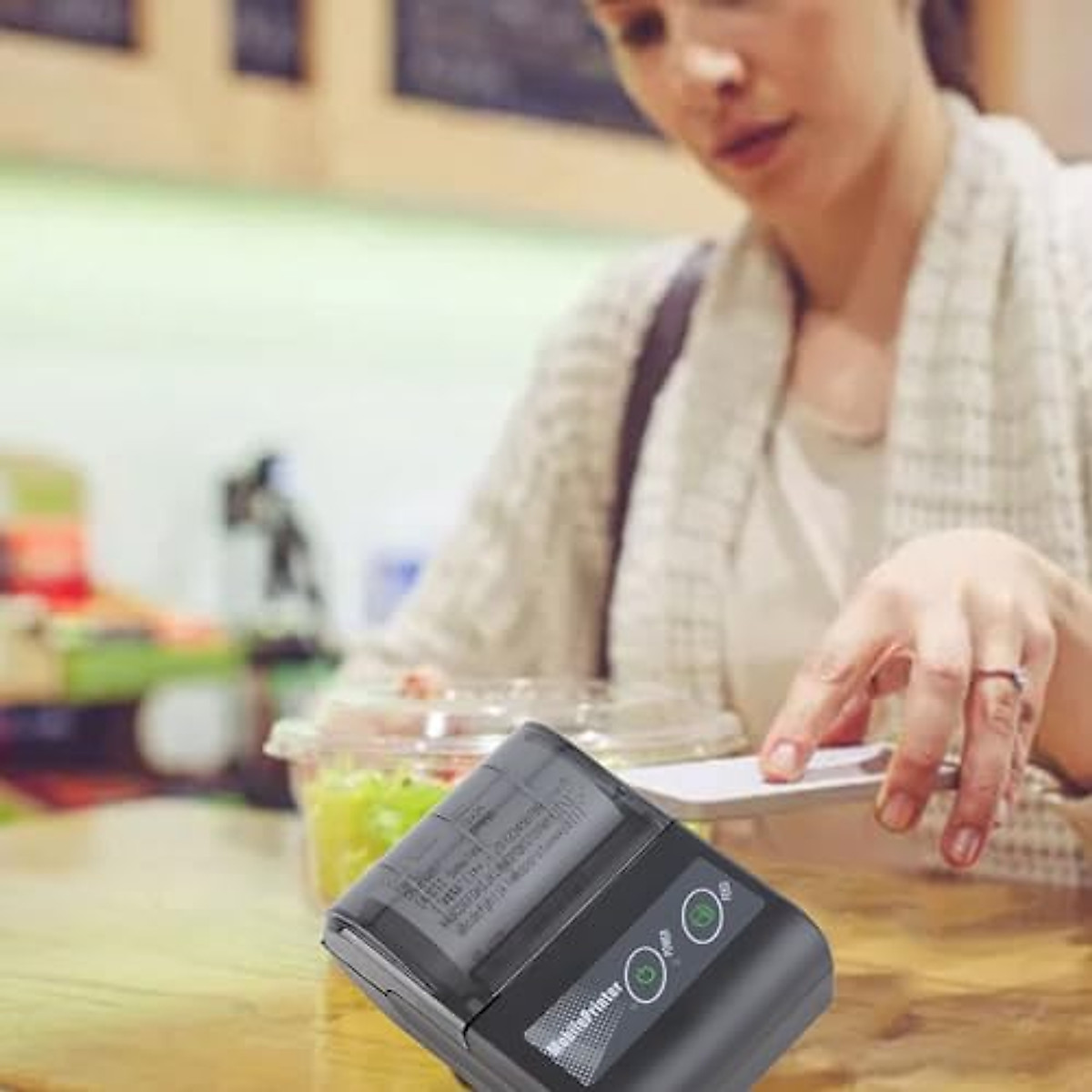 Receipt Printer, Automatic Sleep and Wakeup Mode, Mini Ticket Printer for Restaurant Sales in Retail