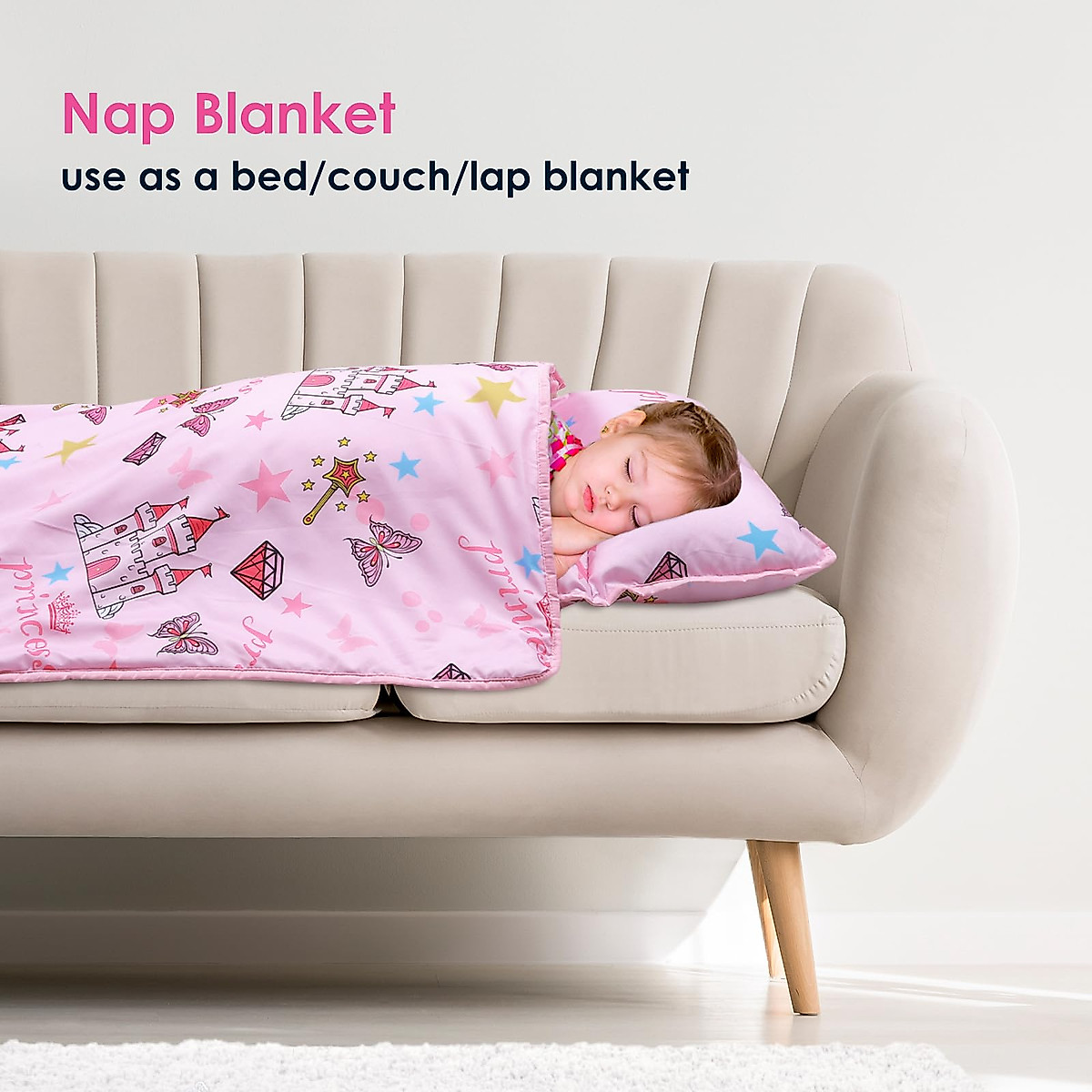 Kids Sleeping Bag Nap Mat with Removable Pillow and Blanket,Extra Thick Large 2 in 1 Slumber Bags for Boys Girls,Toddler Nap Mat for Preschool Daycare Travel Camping