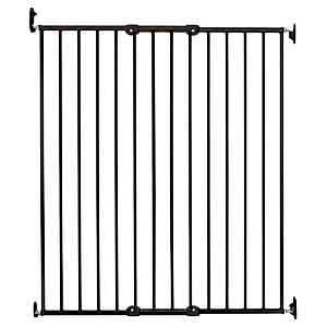 Scandinavian Pet Design Extra Tall 42 Inch Wall Mount Extendable Portable Animal Pet Safety Gate for Large and Small Dogs with Extension Kit, Black