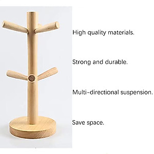 Mug Holder Tree, Bamboo Mug Tree Stand, Countertop Mug Tree, Coffee Cup Stand for Countertop, Coffee Cup Holder with 6 Hooks