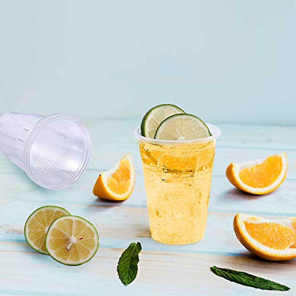 Turbo Bee 500Pack 9 OZ Clear Plastic Cups,Cold Party Drinking Cups,Transparent Plastic Cups Bulk, Disposable Cups for Wedding,Thanksgiving, Christmas Party