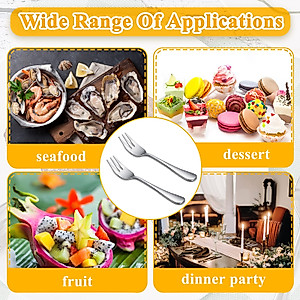 24 Pcs Oyster Fork Appetizer Seafood Forks Portable Stainless Steel 3 Prong Fruit Forks Small Cocktail Salad Dessert Forks for Tasting Crab Escargot Kids Party Travel, 5.5 Inch Silver