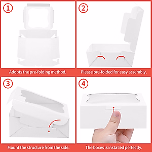 HRUNDKING 30PCS Cupcake Boxes7×7×2.5Inch,Gift Box,Cake Boxes,Cookie Boxes with Window,Bakery Boxes,Biscuit Box,Macaron Boxes,Mini Bundt Cake Containers,Food Packaging Treat Boxes