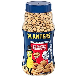 Planters Lightly Salted Dry Roasted Peanuts, 16.0 oz Jar (Pack of 6)