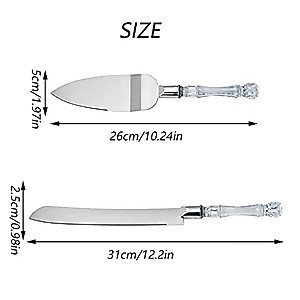 Cake Knife and Server Set, Xafissy 2PCS 420 Stainless Steel Cake Cutting Set with Faux Crystal Handle for Wedding Cake Birthdays Anniversaries Parties Holiday Thanksgiving Christmas Dessert