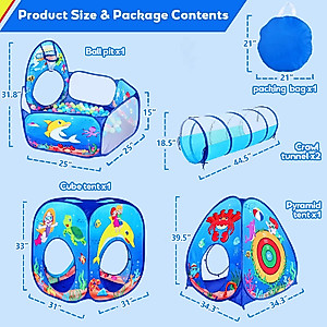 5pc Baby Ball Pits for Toddlers, Kids Play Tent and Play Tunnel, Children Indoor Outdoor Playhouse with Crawling Toys, Boys and Girls Best Birthday Gifts (Balls Not Included)