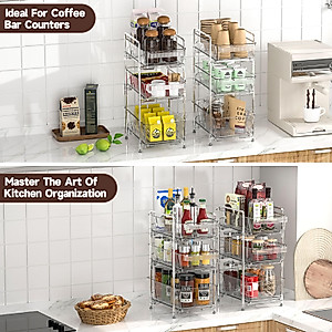 FEIMADA Under Sink Organizers and Storage 2 Packs, 3 Tier Bathroom Organizer Clear Pull out Cabinet Organizer for Bathroom Storage Kitchen Pantry Storage, Medicine Cabinet Organizer with Dividers