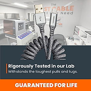 Ventev - Chargesync Helix Cable 14" USB A to USB C, Cloth Covered, Flexible Elastic Recoil Design, Fast Charging, Compatible with iPhone 16/16 Pro/15, MacBook, iPad Pro, Samsung Galaxy S25 - Gray