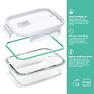 AISOON 18-Piece Glass Food Storage Containers with Lids, Meal Prep Containers,Leak Proof, Dishwasher Safe Glass Food,Oven/Microwave/Freezer Safe((9 Lids & 9 Containers)