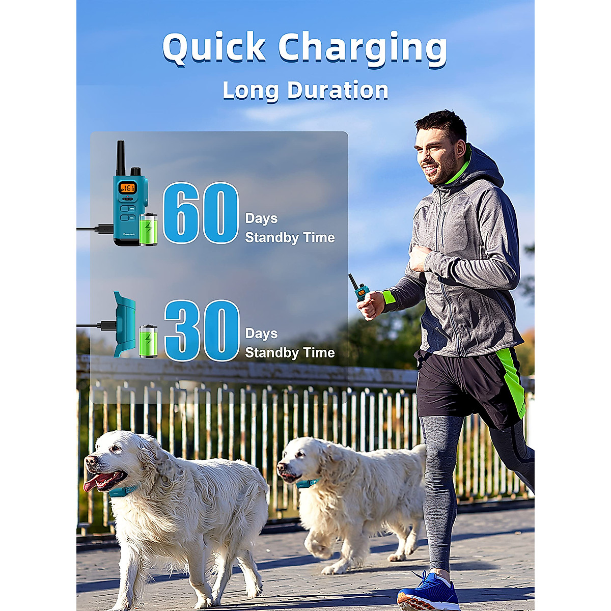 Bousnic Dog Training Collar with Remote - 4000ft Waterproof Dog Shock Collars 2 Dogs for Large Medium Small Dogs Rechargeable E Collars for Dogs Training with Beep Vibration Humane Shock(1-16) Mode