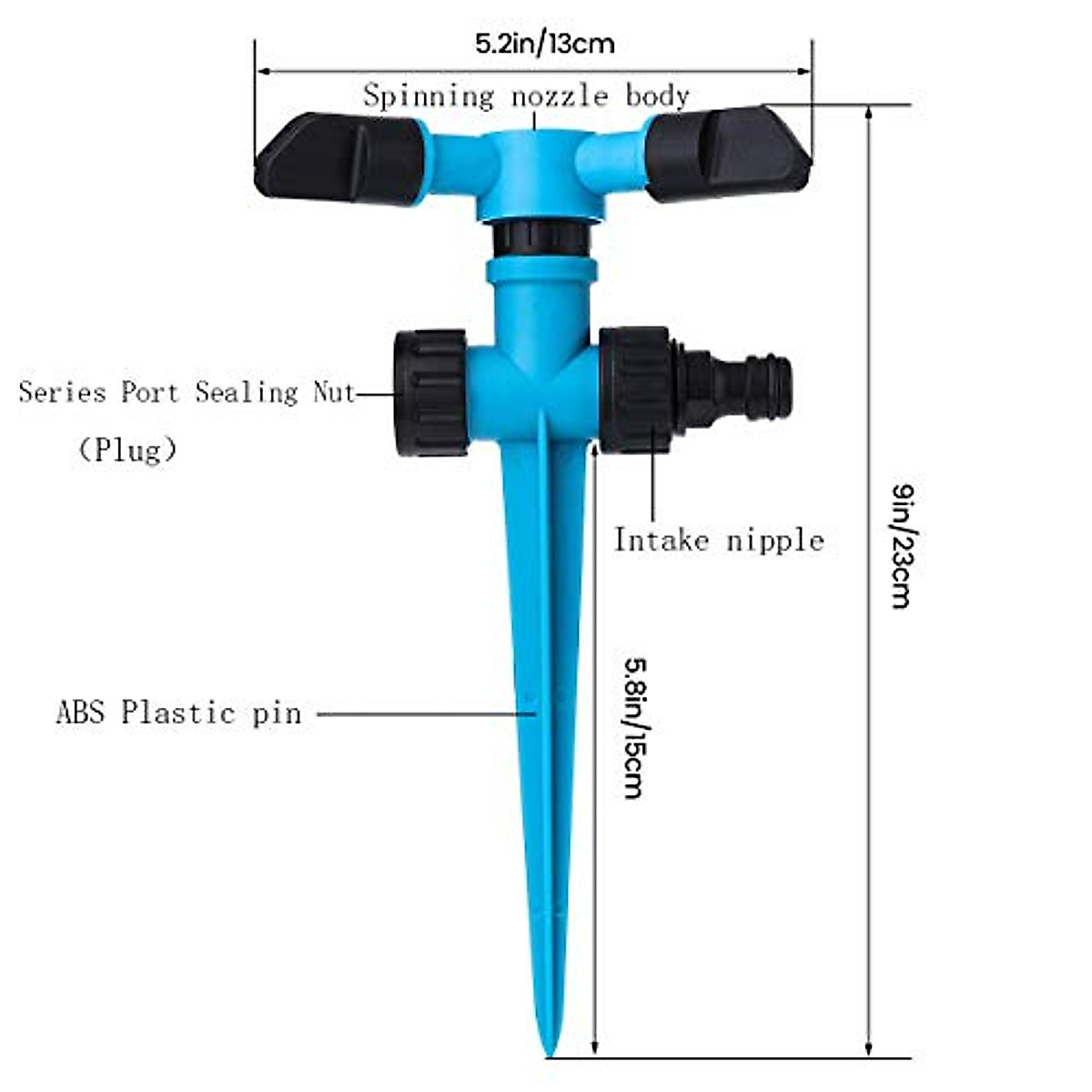 2Pack Garden Lawn Sprinkler, Large Area Covered Lawn, Courtyard, Garden, Roof Cooling. 360 Degree Rotating Sprinkler, Angle Adjustable, No Leakage, Durable.