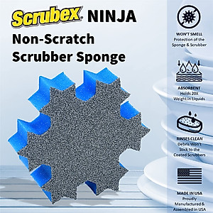 Scrubex Ninja Non-Scratch Odor Resistant Scrubber Sponge, 8 Count
