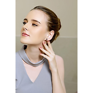 Red Earrings for Women Synthetic Gemstone 4mm Round Gold Studs Yellow Flashed Sterling Silver Stud Ruby Earring for Bridesmaids Trendy Summer Fashion Prom