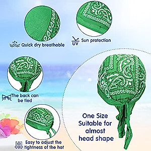 Xaatren 18 Pieces Do Rag Skull Cap Paisley Pattern Bandanna Biker Head Wraps Quick-Drying Hats, Sweat Wicking Beanie for Men and Women, Multicolor, 4XL