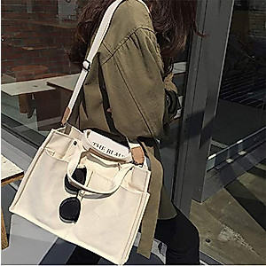 Canvas Tote Bag for Women Large Capacity Shoulder Bag Aesthetic Purses Handbags with Multiple Pockets