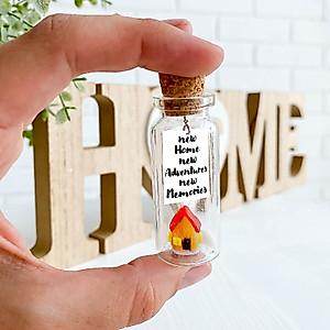 Inspirational Message in a Bottle Gift Idea - Classy Gifts for Friends and Family - Unique Boyfriend Girlfriend Presents (Colorful House - New Home, New Adventures, New Memories, Gift Bottle)