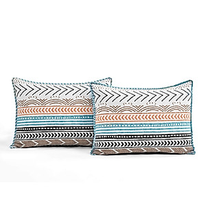 Lush Decor Hygge Geo Pattern Striped 3 Piece Quilt Bedding Set, King, Neutral & Multicolored