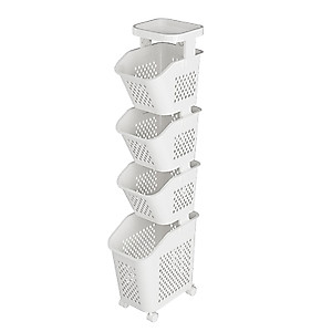 Laundry Hamper - Laundry Basket | Dirty Clothes Hamper | Freestanding Clothes Cart | Multi-Layer Basket Dirty Clothes Hamper | 3/4 Tier Rolling Laundry Cart with Wheels | 360° Rolling Laundry Basket |