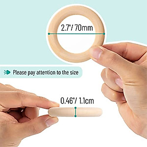 Mr. Pen- Wooden Rings, 2.7", 10 Pack, Wooden Rings for Crafts, Wood Rings, Macrame Rings, Wood Rings for Crafts, Wooden Ring, Wooden Rings for Macrame, Craft Rings, Wood Ring, Wood Teething Ring
