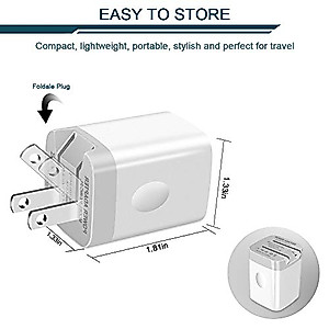 USB Wall Charger, Foldable Charger Adapter, AILKIN 2Pack 2.4Amp Dual Port Quick Charger Plug Cube AC Travel Box for iPhone 14 Pro Max 13 12 11Pro Max/X/XS/XR/8/7/6S Plus, Samsung Galaxy S10/S9/S8 Edge