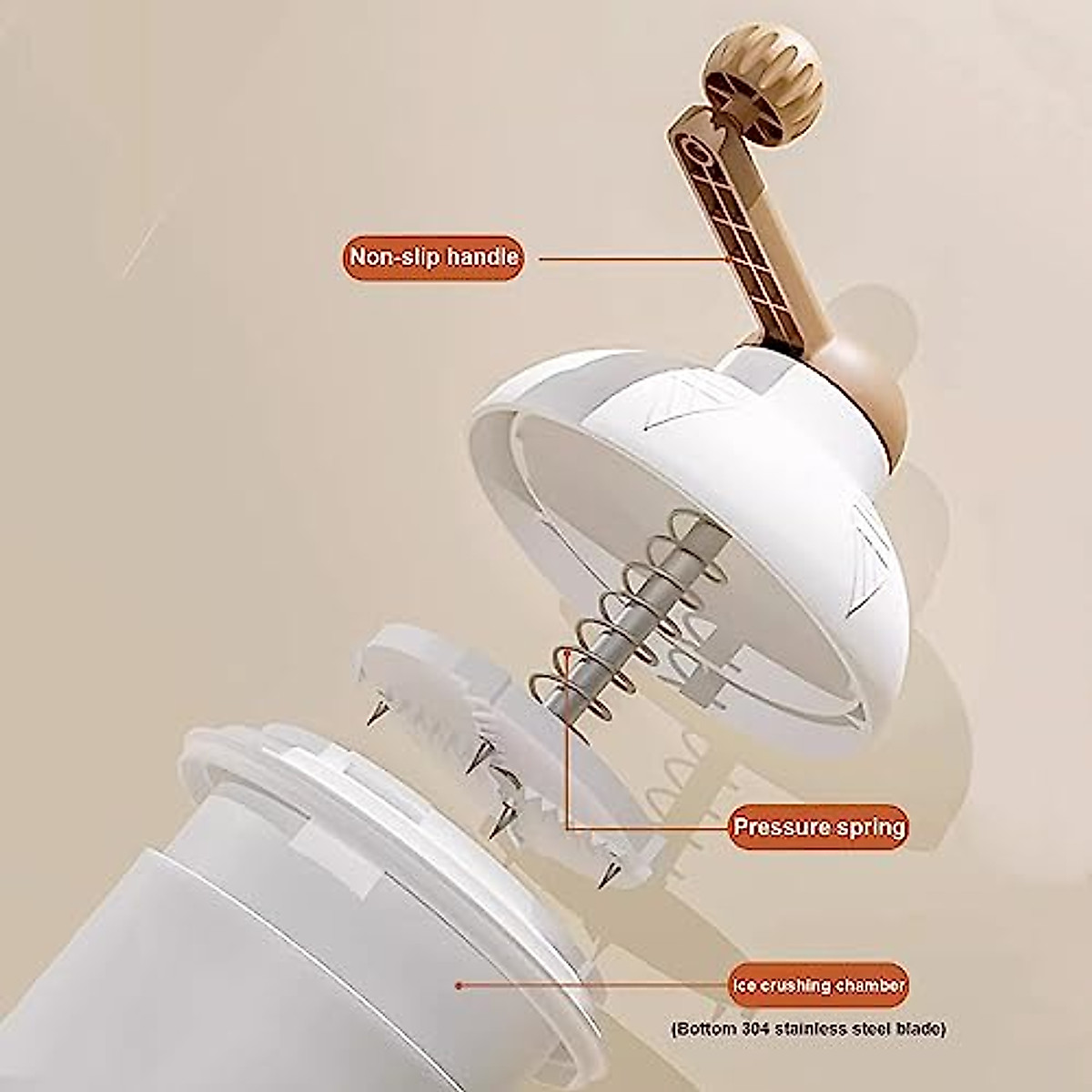 FAXIOAWA Ice Crusher Machine for Home Use, Hand Crank Ice Shaver Machine, Slushie Maker with Ice Mold, Shaved Ice Maker Machine for Snow Cones, Cocktails, Rapid and Easy Ice Cutting Orange