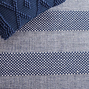 Safavieh Striped Kilim Collection 6' x 9' Ivory/Blue STK802M Flat Weave Cotton Area Rug