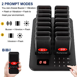 Hanchen Restaurant Pager System Social Distancing Buzzer Wireless Calling System Max 999 Nursery Pager Set Vibration 16 Waiting Buzzers for Church Clinic Food Truck Hospital (Wine red)