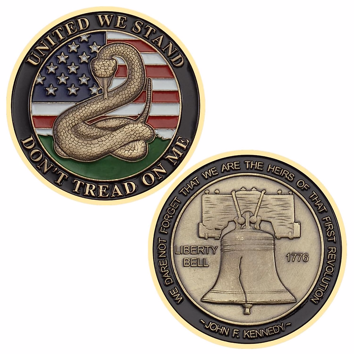 Don't Tread on Me Liberty Bell Challenge Coin Designed by Military Veterans