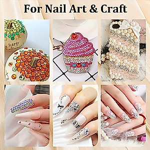 4320pcs Face Gems Eyes Jewels with Glue, Colorful Beads & Round Glass Crystal AB & Clear Rhinestones, White & Beige Pearls with Dotting Tools, Flatback Rhinestone Pearl Kits For Body Make-up, Nail Art