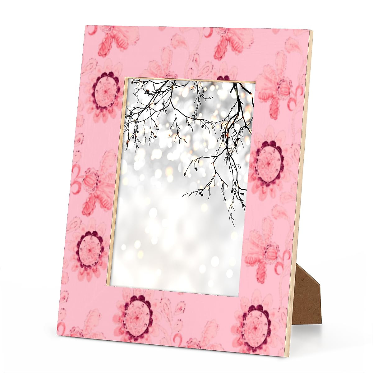 POFATO Red Sunflower Flower 4x6 Picture Frame Wood Photo Frame for Tabletop Display Wall Mount Picture Frame Display 4x 6 Inch Photo Wall Decor Home Gift Frames