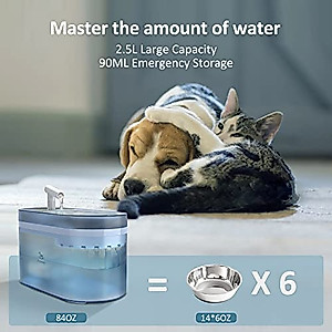 Petory Cat Water Fountain - Pet Water Fountain for Cats Inside, 84Oz/2.5L Automatic Cat Water Dispenser with 2 Replacement Filters