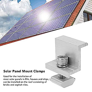 10PCS Solar End Clamp Solar Panel Mounting Z Brackets Aluminum Alloy Pressing Block PV Panel Rail End Grounding Clamps for RVs Trailers Boats Yachts Wall (40mm)