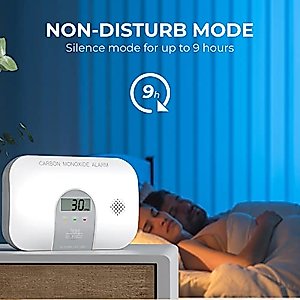 Ecoey Carbon Monoxide Detector Alarm, 7-Year Carbon Monoxide Detectors Battery Powered with LCD Digital Display, CO Detector with Silence Function and Test Button, FJ128, 2 Packs