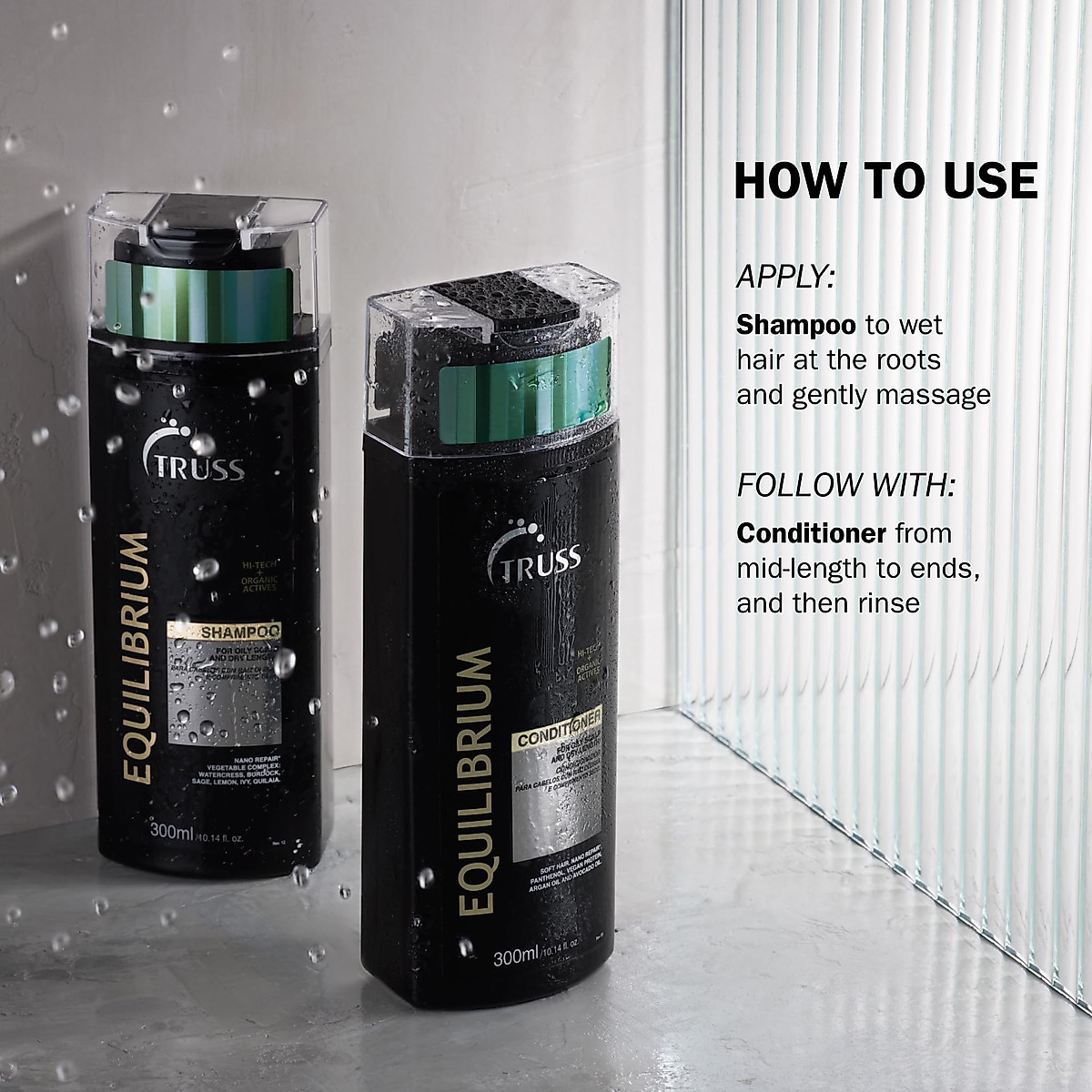 TRUSS Equilibrium Hair Conditioner - Powerful Hair Repair in a Hydrating Conditioner for Damaged Hair - Reduce Excess Oil While Strengthening + Detangling Strands - (300 ml)