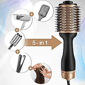 Shagealla Hot Air Brush,Hair Dryer Brush, Hair Dryer Styler & Volumizer 3 in 1 Brush Blow Dryer Styler for Rotating Straightening, Curling, Salon Negative Ion Ceramic Blow Dryer Brush