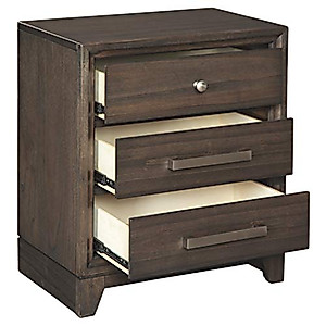 Signature Design by Ashley Brueban Transitional Contemporary 3 Drawer Nightstand with Dovetail Construction, Chestnut Brown