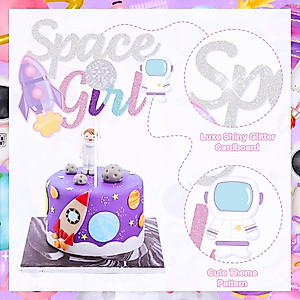 Outer Space Disco Girls Birthday Decorations, Out of This World Space Disco Happy Birthday Party Banner Cake Topper Balloon for Galaxy Astronaut Rocket UFO Planets Space Themed Birthday Baby Shower