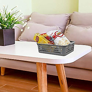 Ggbin 6 Pack Plastic Baskets Organizer, Shelf Basket(Gray)