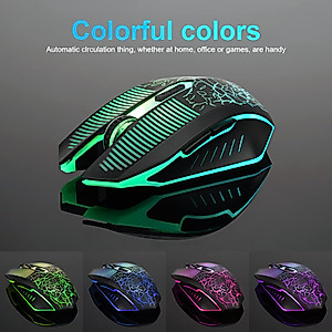 CHONCHOW Wireless Gaming Mouse Rechargeable LED Backlit 2.4G USB Receiver 3600 DPI Cordless Portable High Performance Compatible with PC Laptop MacBook iMac PS4 PS5 Switch Xbox one x(Black)