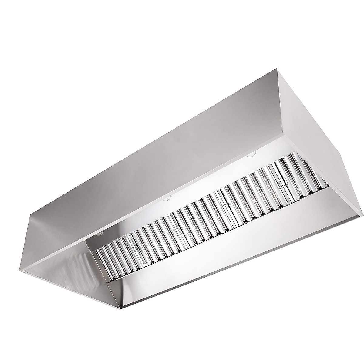 Stainless Steel Commercial Exhaust Only Hood System, Includes Stainless Steel Exhaust Only Hood, Rooftop Exhaust Fan, and Roof Curb (4' Wall Exhaust Only Hood & Fan)