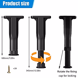 Tuklye Adjustable Bed Support Legs Bed Frame Center Support Leg for Bed Frame,Cabinet and Wooden Furniture 4PCS (7.1" ~ 13.4")