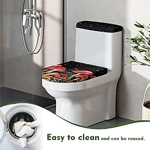 Tomeusey Mushroom Toilet Lid Cover Set of 2 Pack,Durable Toilet Lid Seat Cover with Elastic Edges,for Home Toilet Tank Lid Cover,Easy to Install